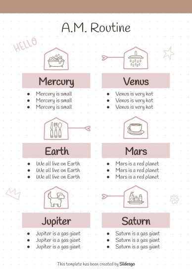 Printable Morning Routine Bullet Diary Presentation