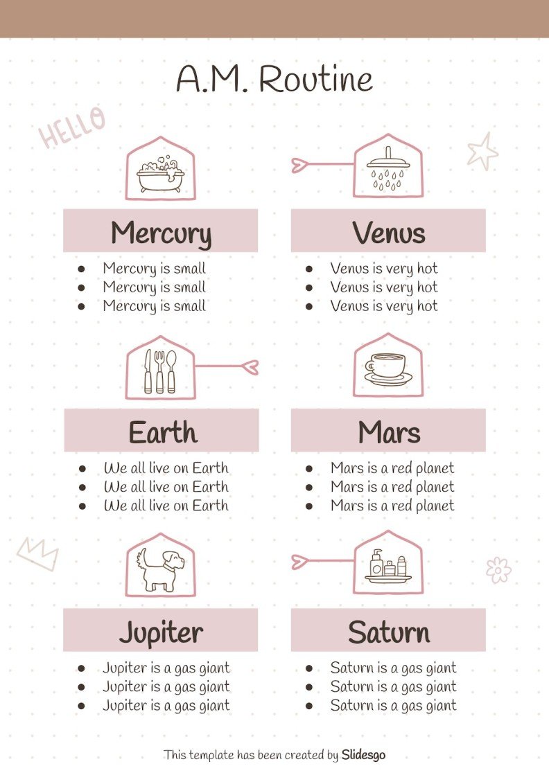 Printable Morning Routine Bullet Diary Presentation