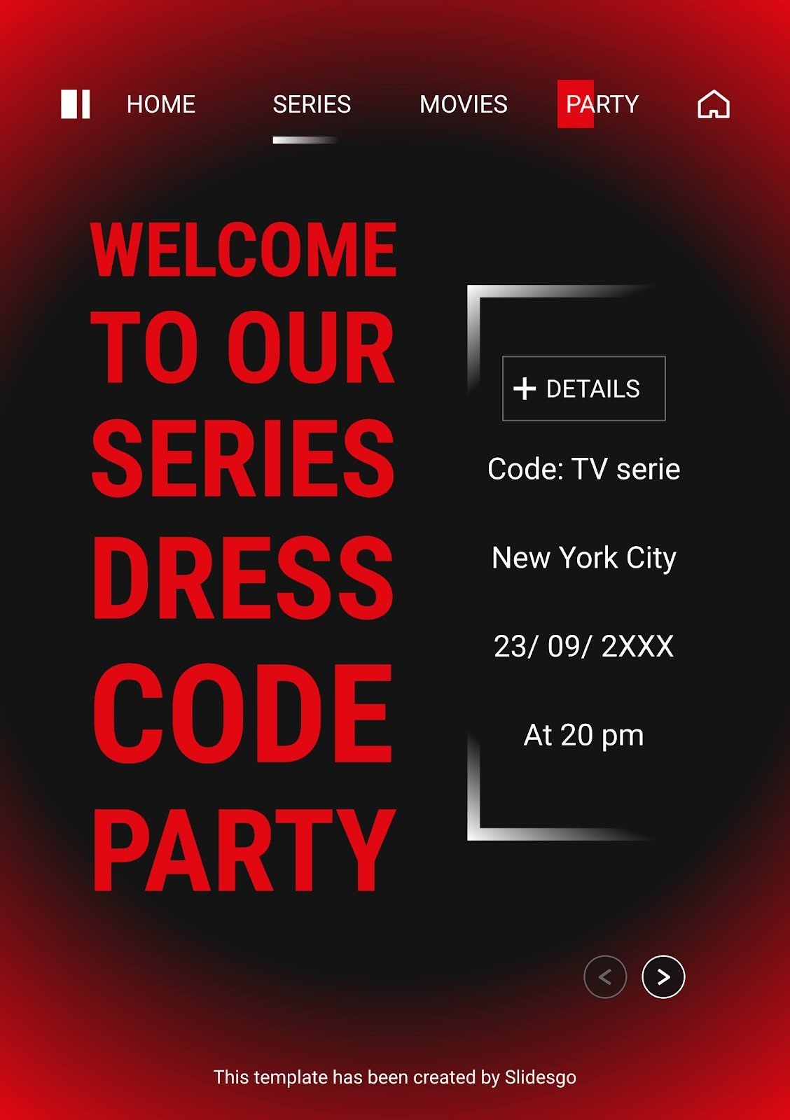 Invitation to a TV Serie Dress Code Party Presentation
