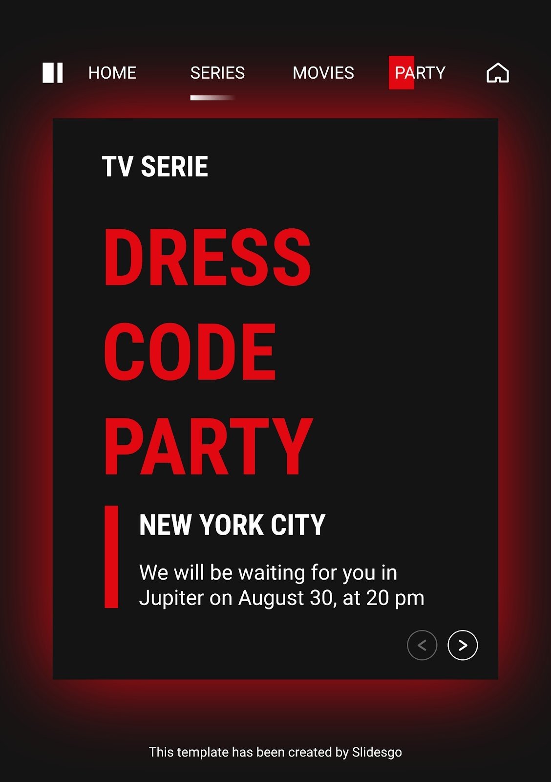 Invitation to a TV Serie Dress Code Party Presentation