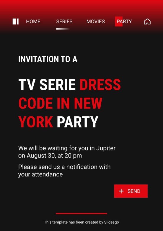 Invitation to a TV Serie Dress Code Party Presentation