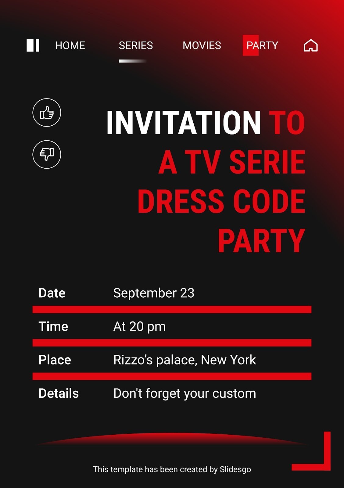 Invitation to a TV Serie Dress Code Party Presentation