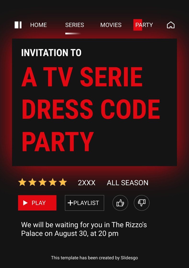 Invitation to a TV Serie Dress Code Party Presentation
