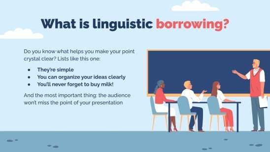 Language Arts Subject: Linguistic Borrowing Presentation