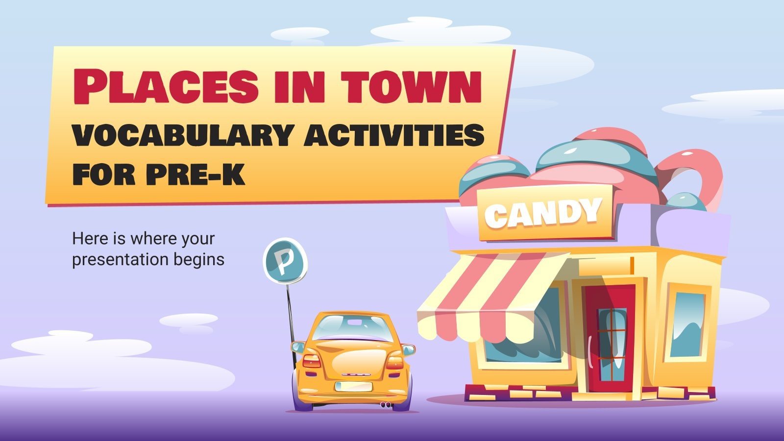 Places in Town Vocabulary Activities for Pre-K Presentation