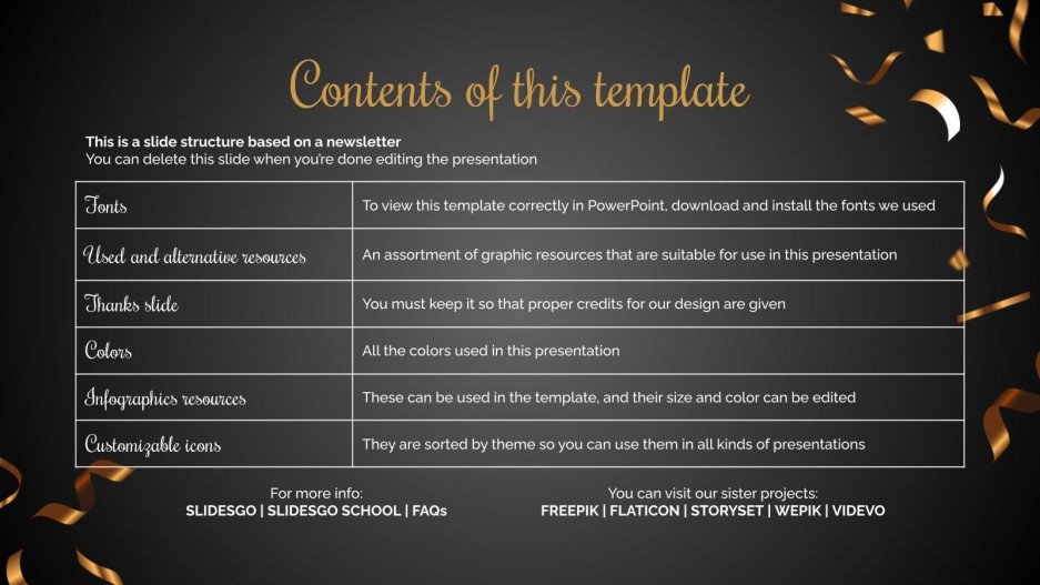 Gold Confetti Newsletter | Google Slides & PowerPoint template