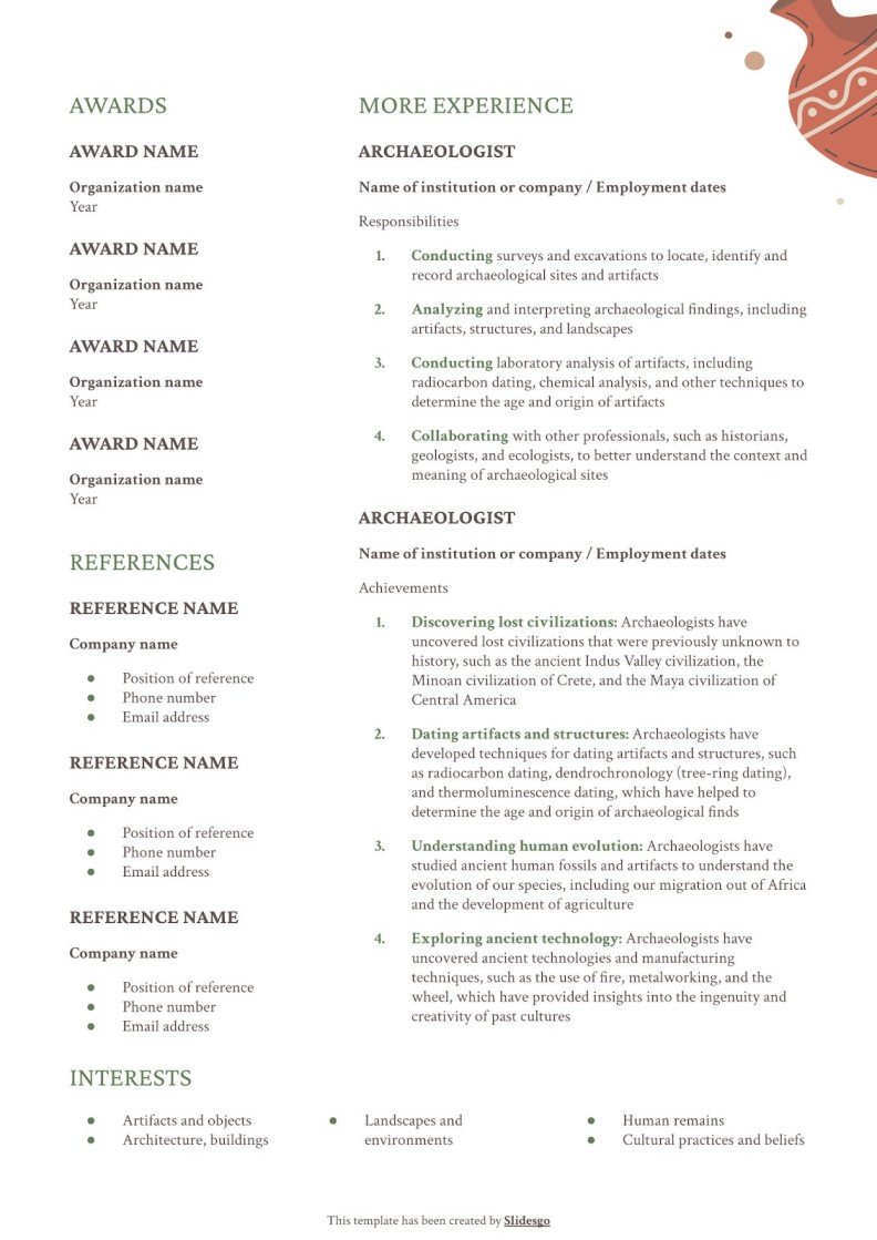 Archaeologist Resume Presentation