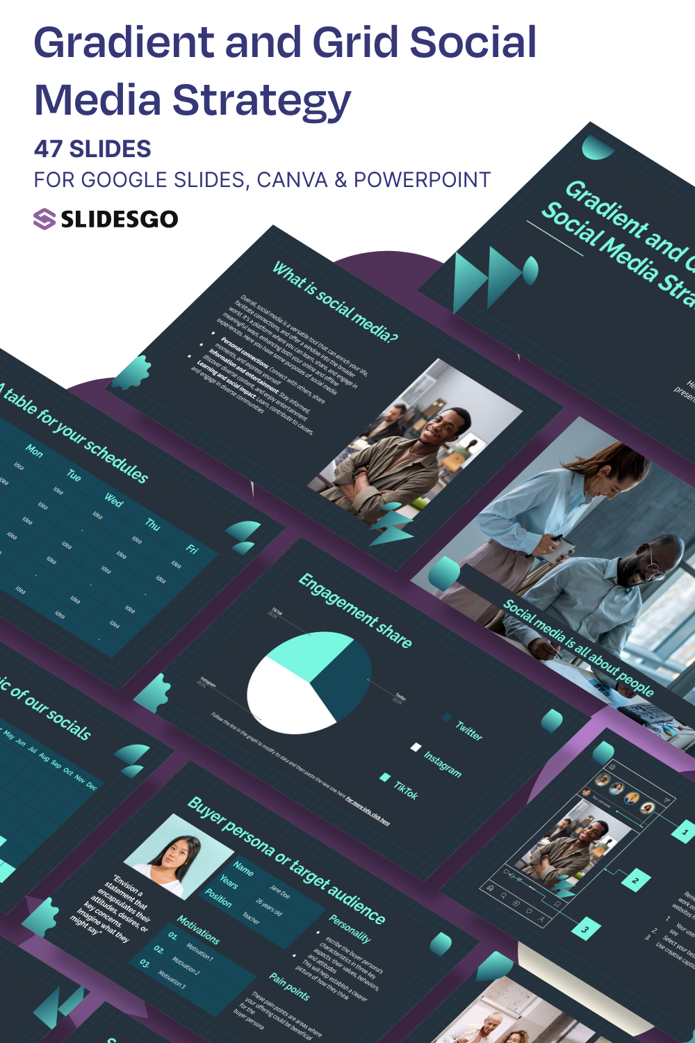 Gradient and Grid Social Media Strategy Presentation