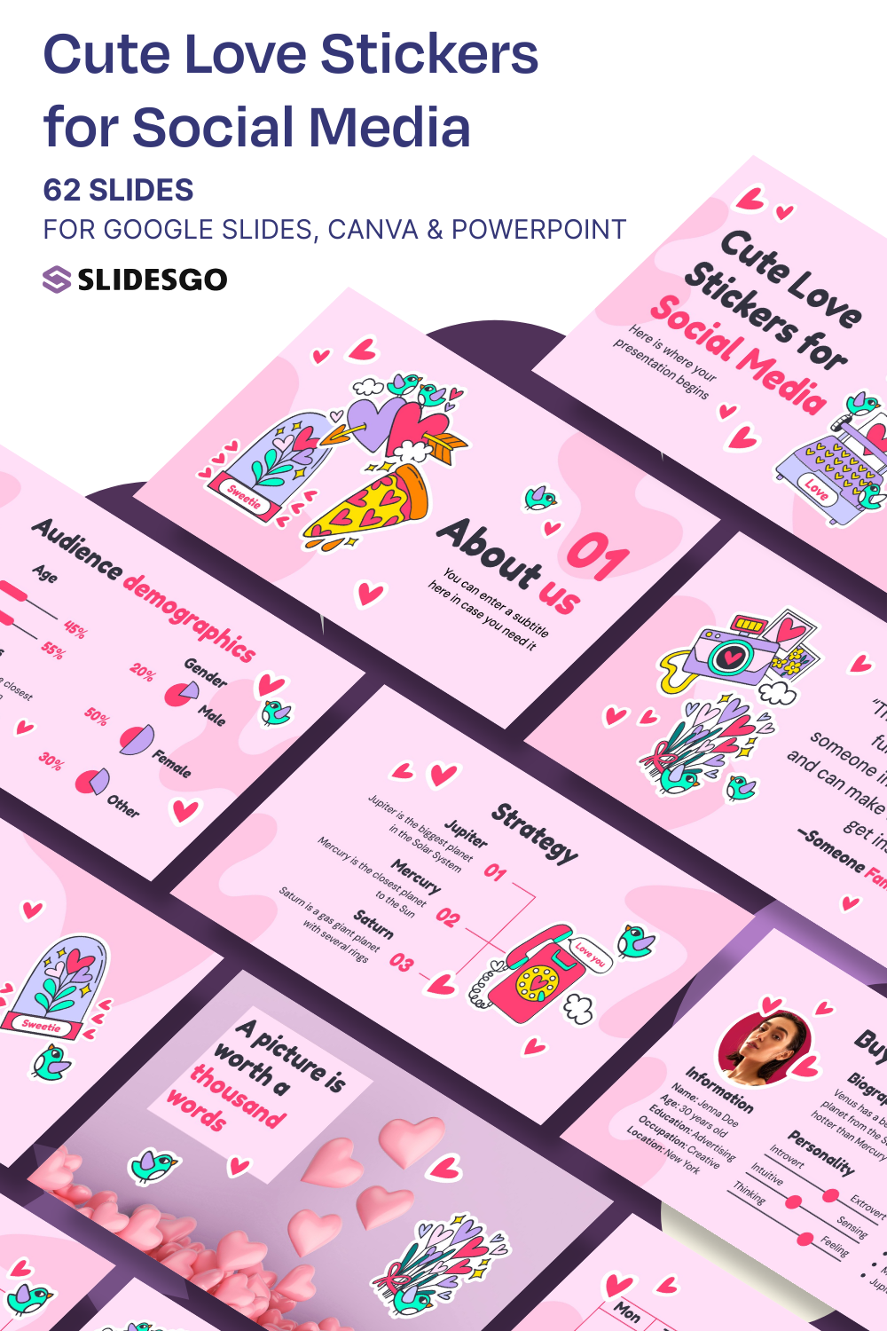 Cute Love Stickers for Social Media Presentation