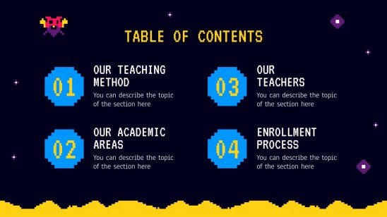 Pixel Alien Invaders Game Design School Center Presentation
