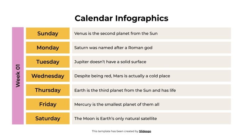 Calendar Infographics Template