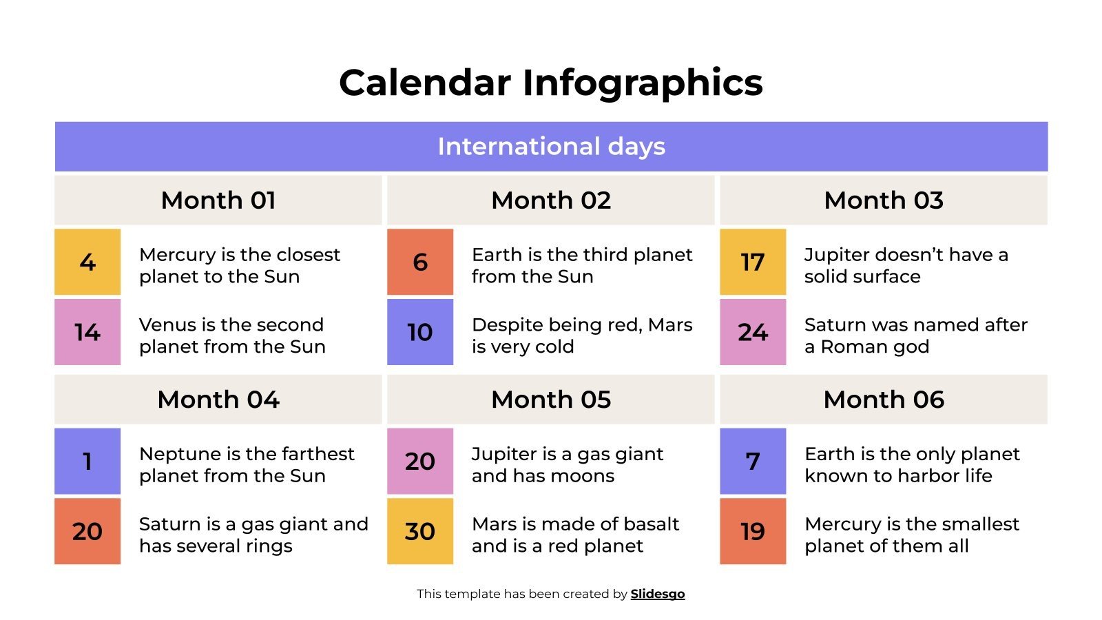 Calendar Infographics Template