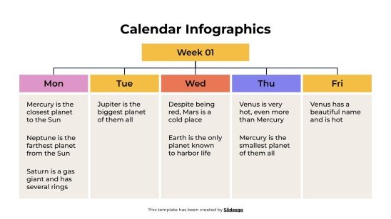 Calendar Infographics Template