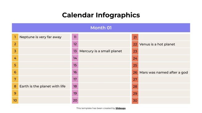 Calendar Infographics Template