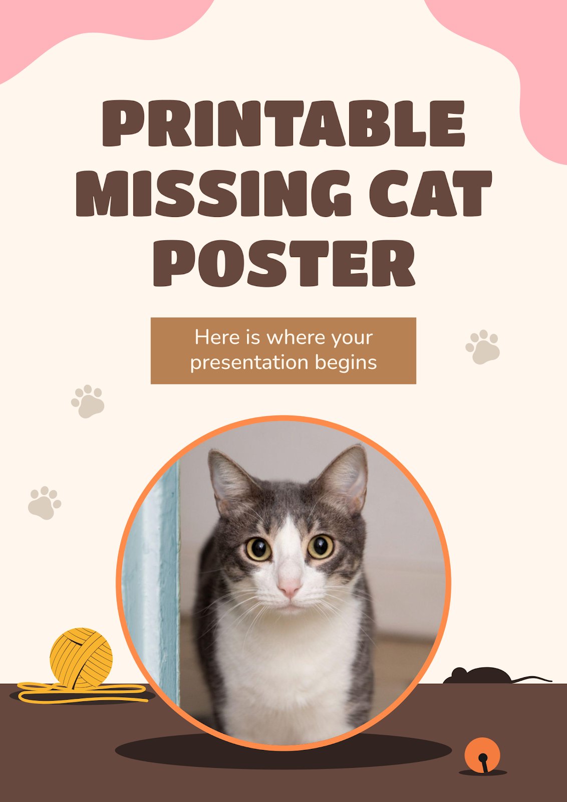 Presentación Póster imprimible del gato desaparecido