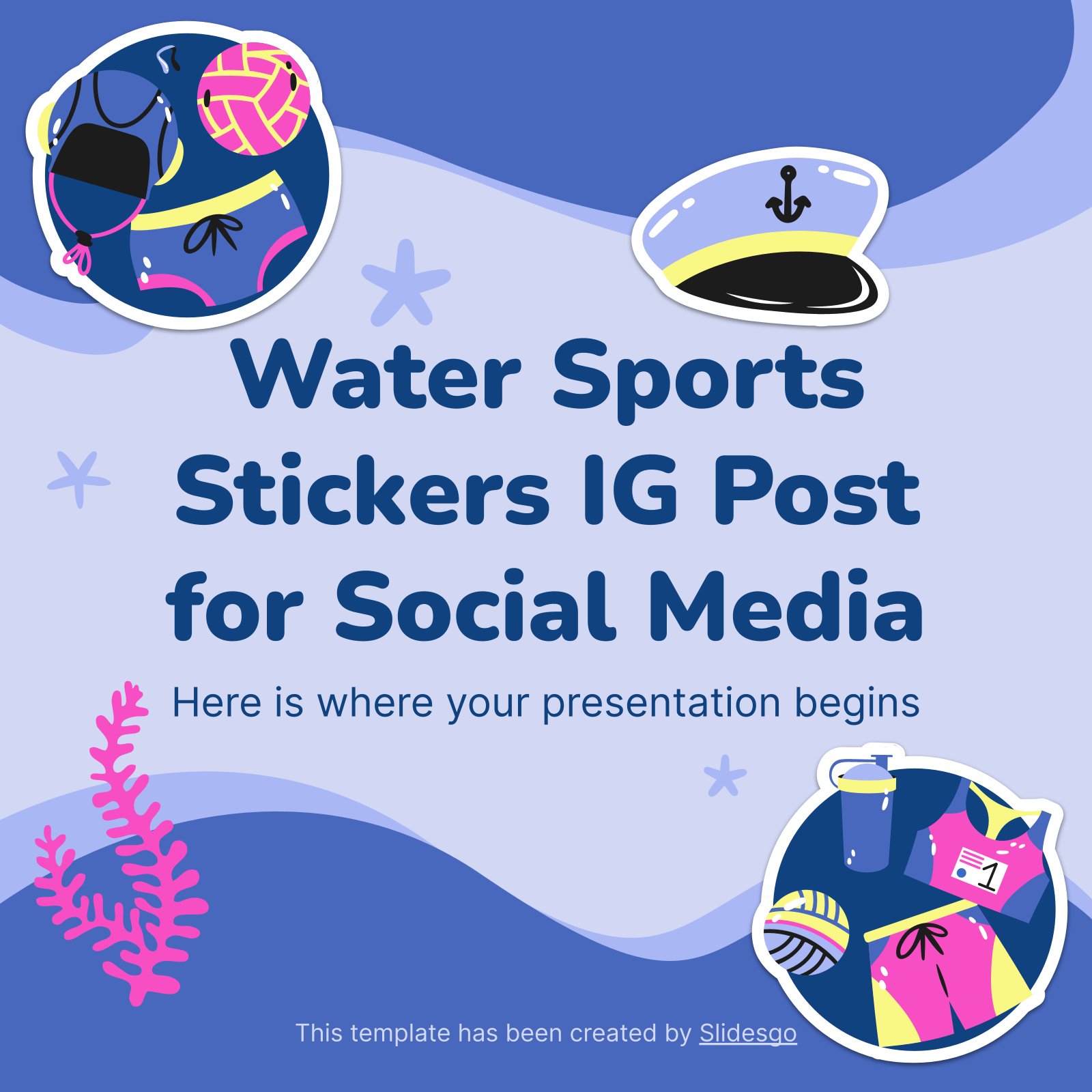 Water Sports Stickers IG Post for Social Media Presentation