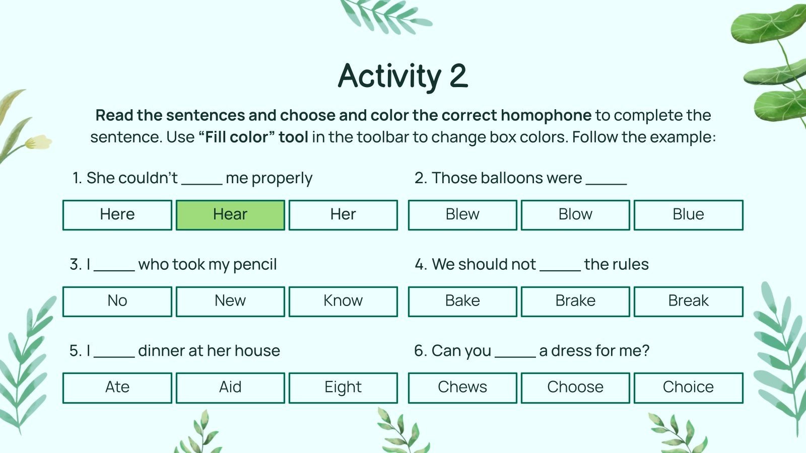 Language Arts Activities for Elementary: Homophones