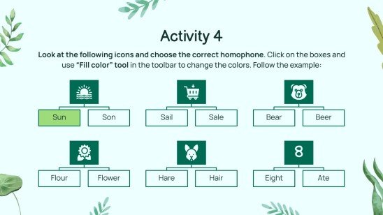 Language Arts Activities for Elementary: Homophones