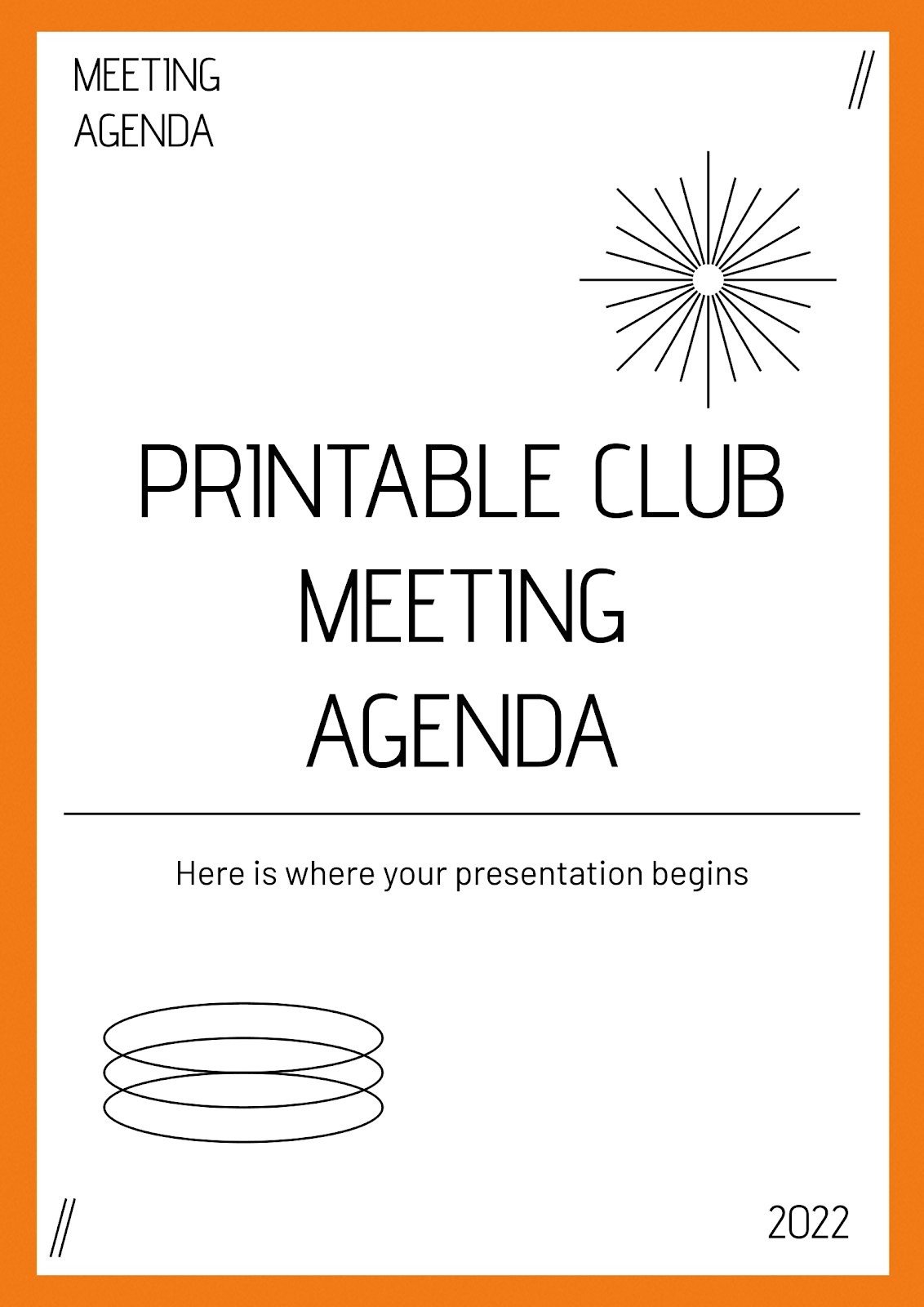 Printable Club Meeting Agenda Presentation