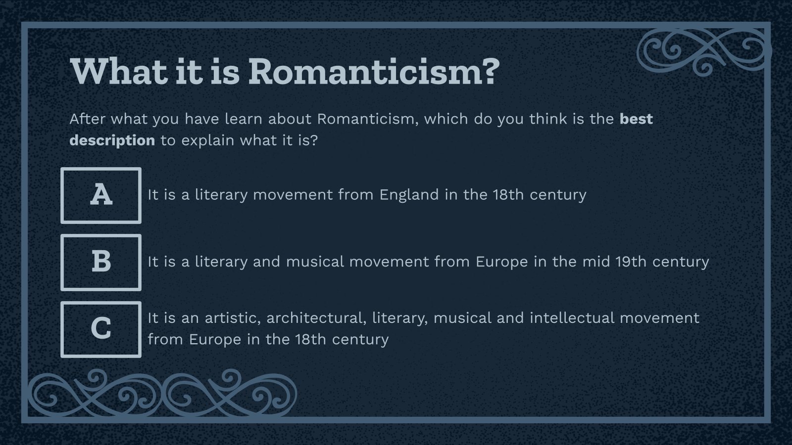 Literature Major for College: Romanticism Presentation