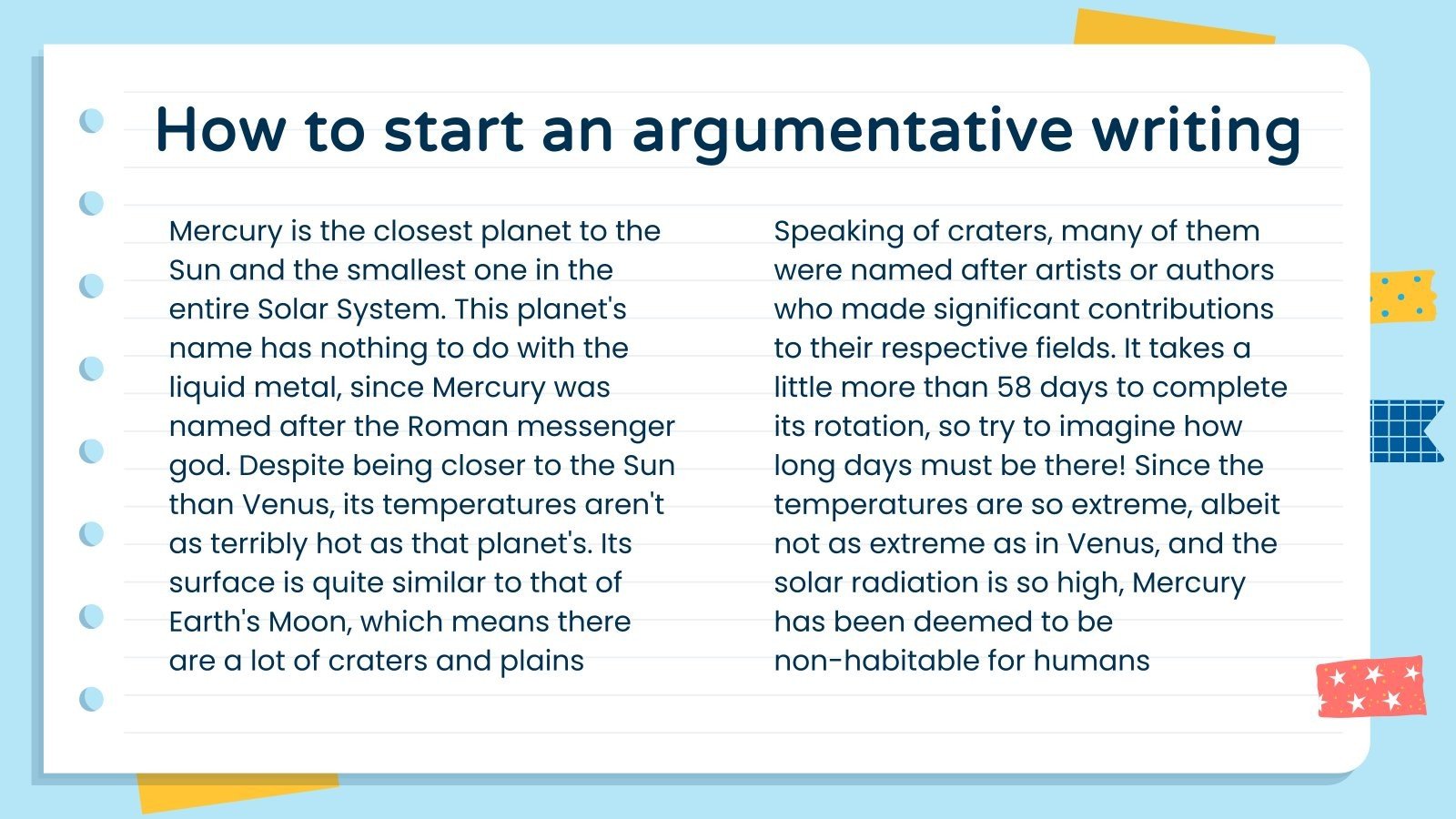 Argumentative Writing - Language Arts - 6th grade