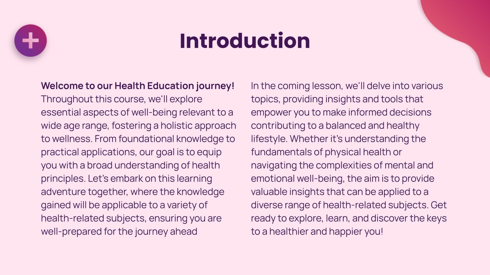 Reproductive health and puberty education - 7th grade