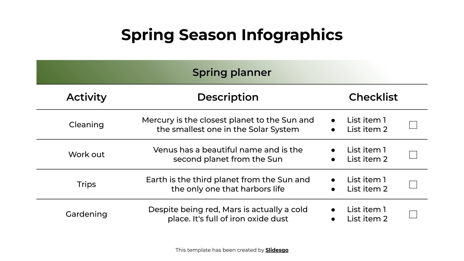 Spring Season Infographics Template