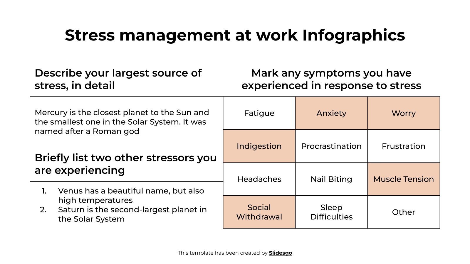 Stress Management at Work Infographics Template