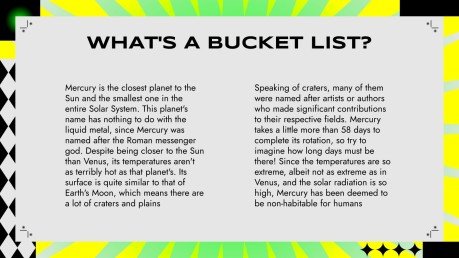 Bucket List Assignment for High School Presentation