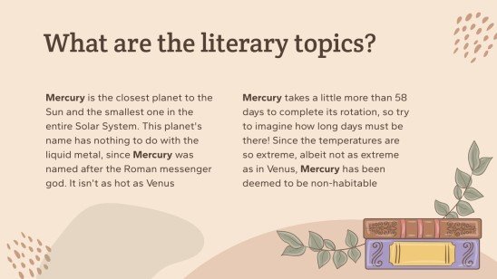 Language Arts Subject for High School: Literary Topics