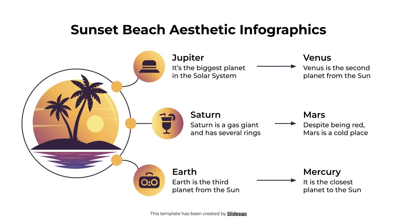 Sunset Beach Aesthetic Infographics Template