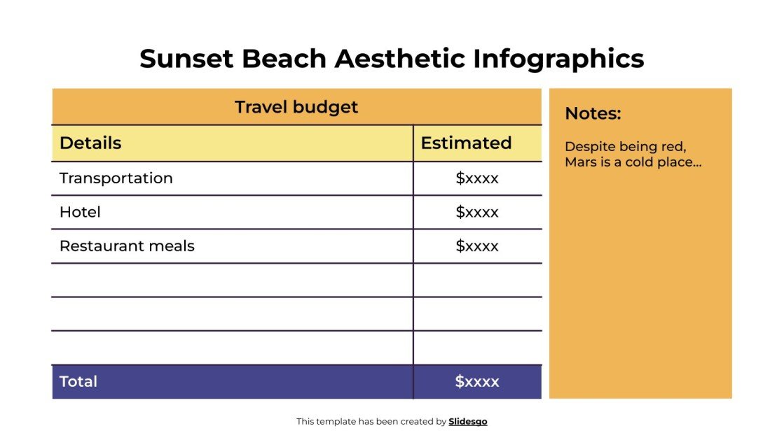 Sunset Beach Aesthetic Infographics Template