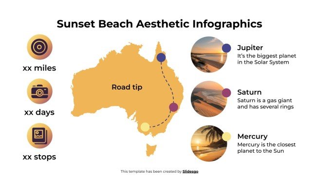 Sunset Beach Aesthetic Infographics Template