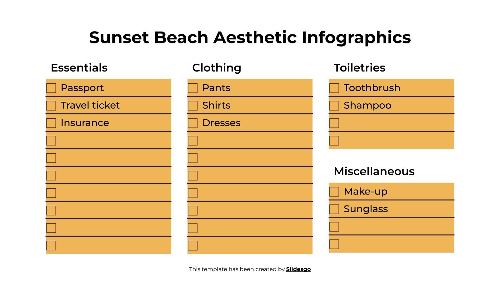 Sunset Beach Aesthetic Infographics Template