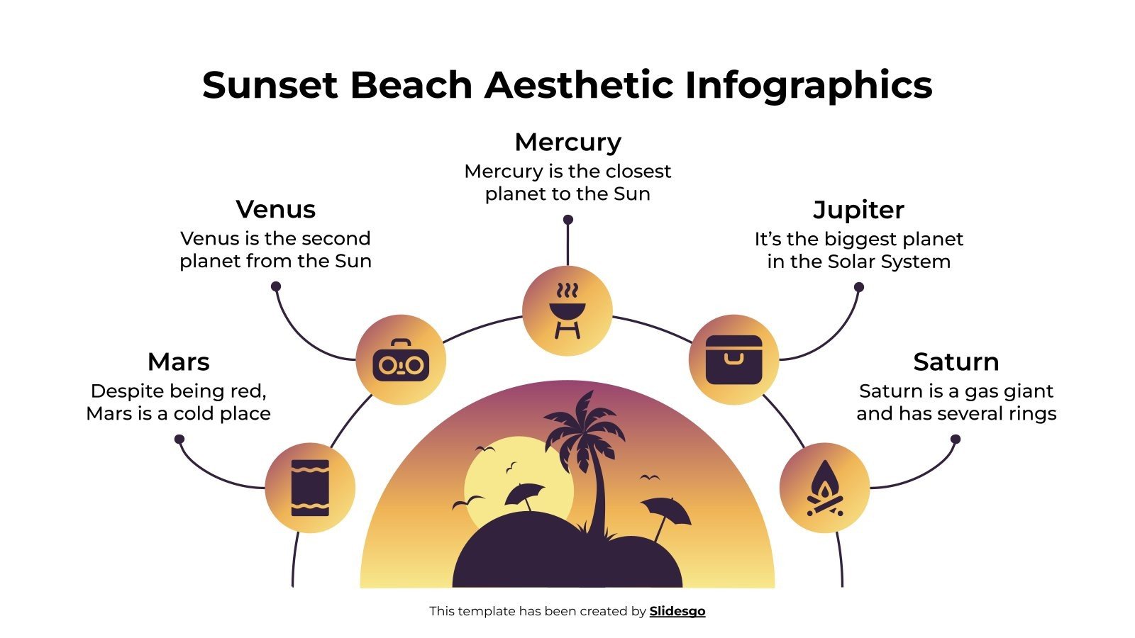 Sunset Beach Aesthetic Infographics Template