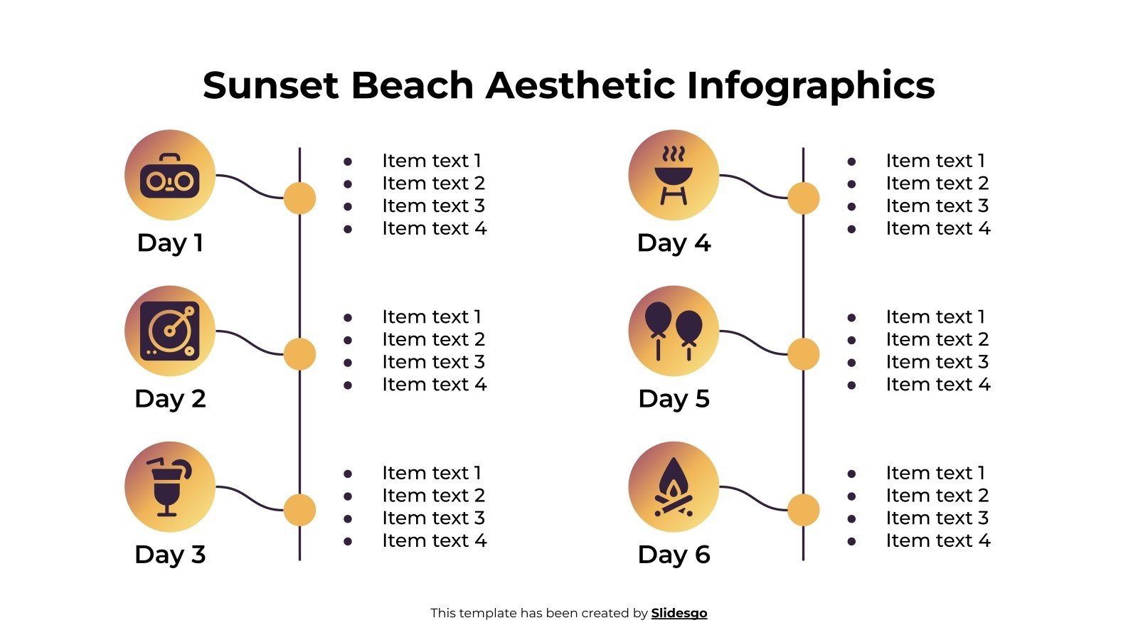 Sunset Beach Aesthetic Infographics Template
