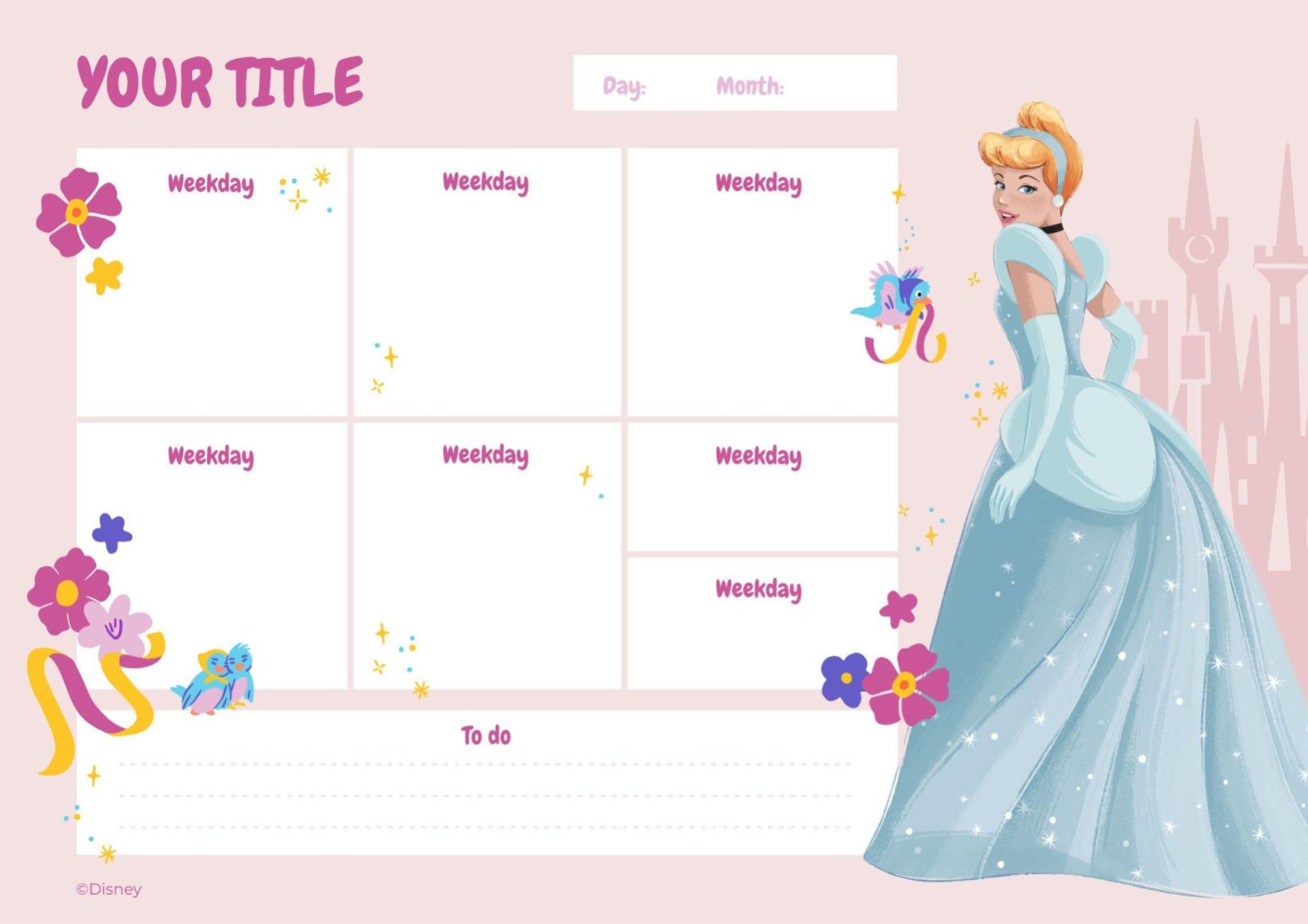 Colorful Cinderella Weekly Planner Presentation