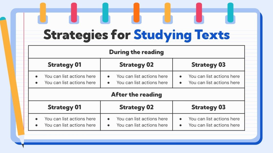 Strategies for Studying Texts Infographics Template