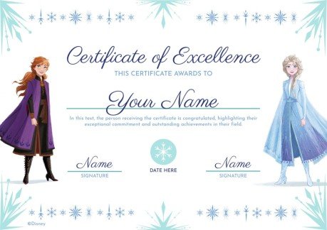 Welcome Winter! Frozen Certificate Presentation