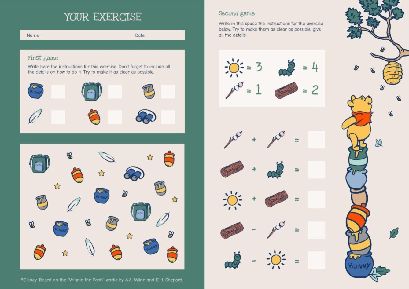 Winnie the Pooh Math Worksheet Presentation