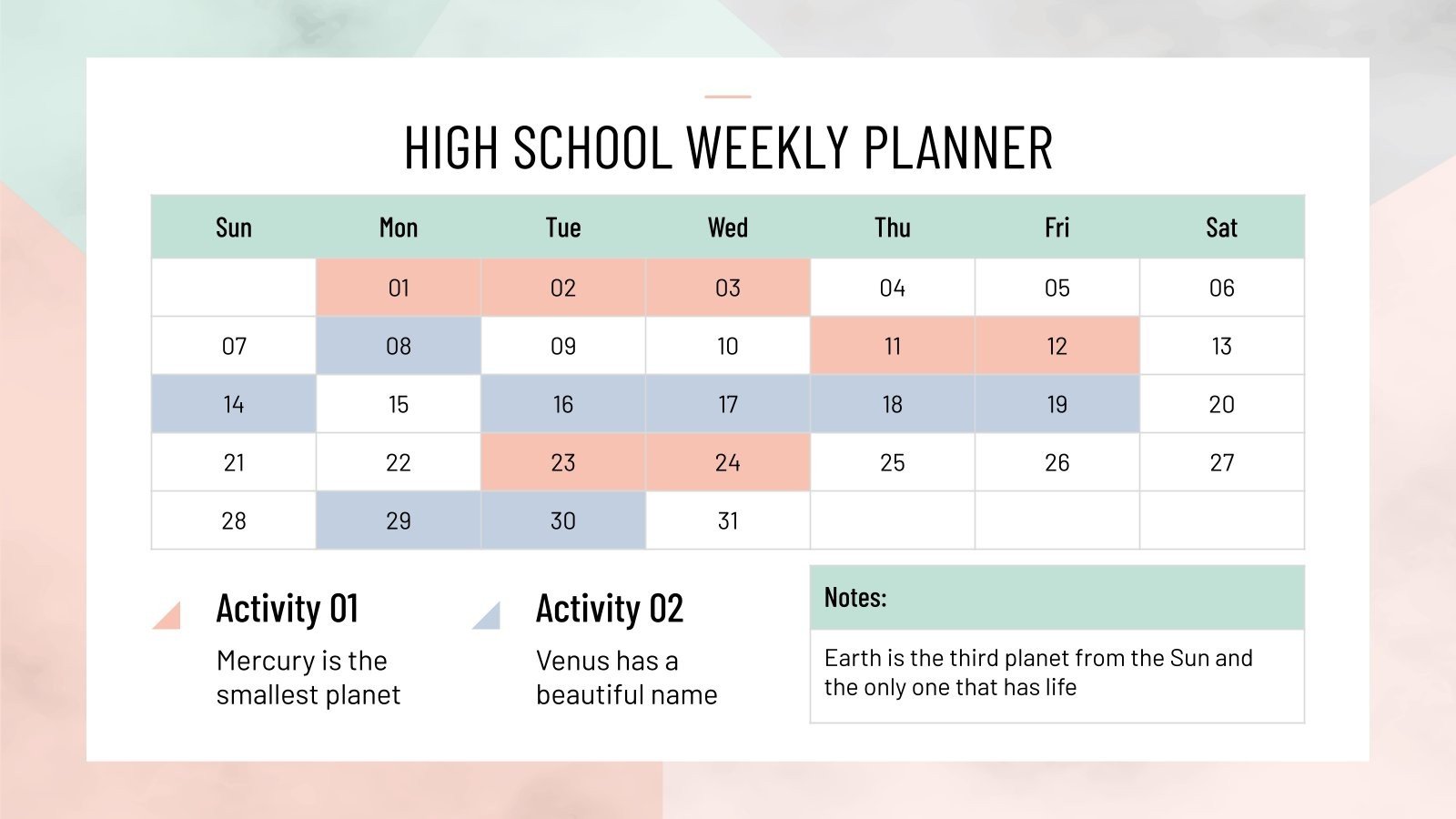 Minimalist HS Weekly Planner Infographics Presentation