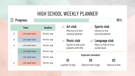Minimalist HS Weekly Planner Infographics Presentation