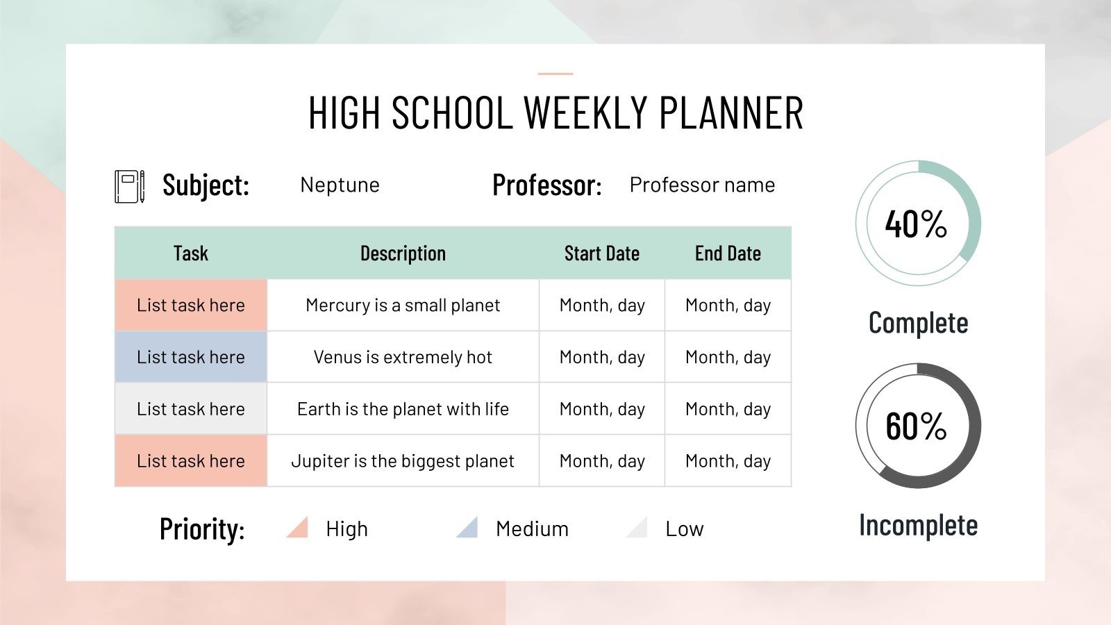 Minimalist HS Weekly Planner Infographics Presentation
