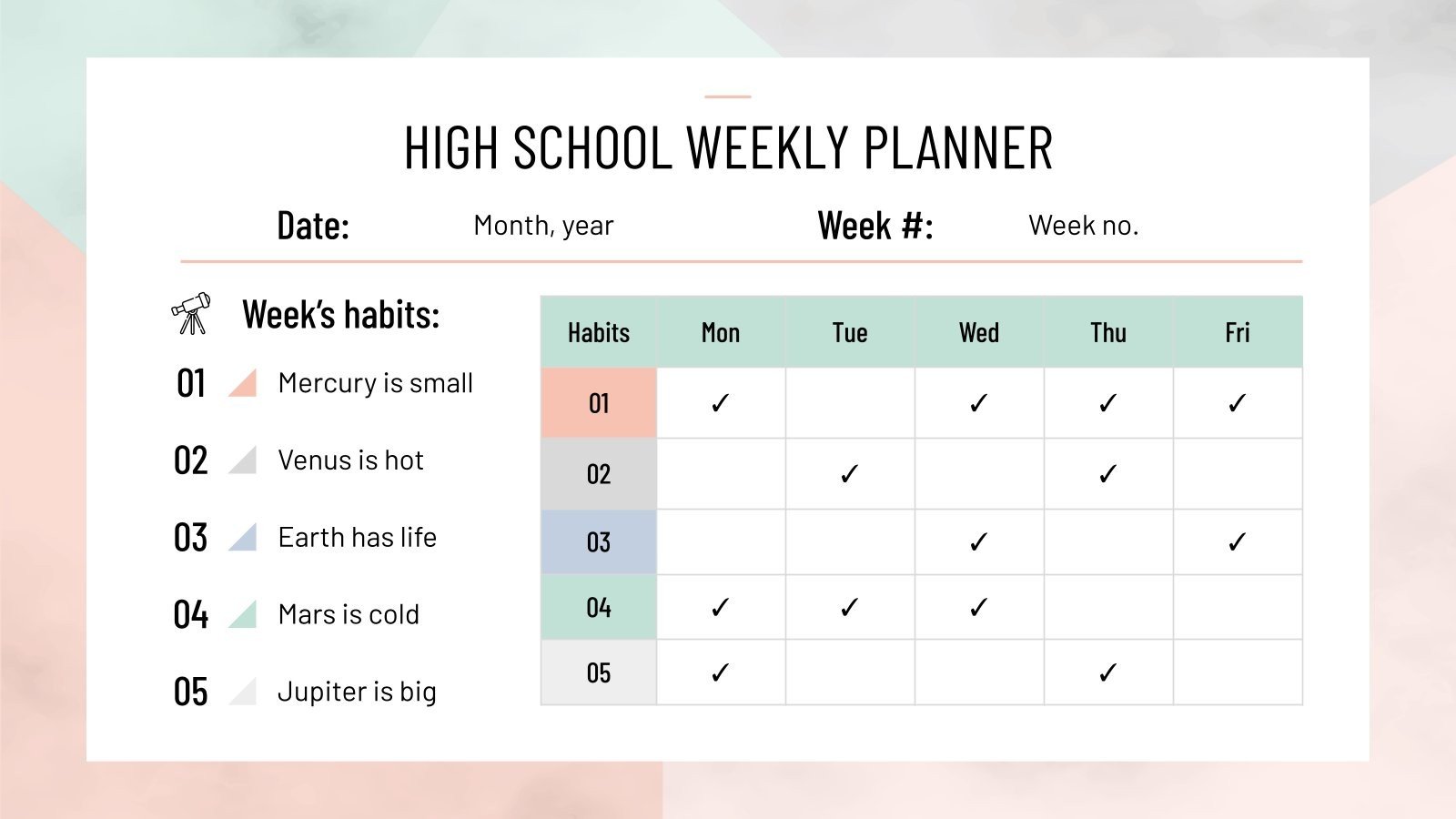 Minimalist HS Weekly Planner Infographics Presentation