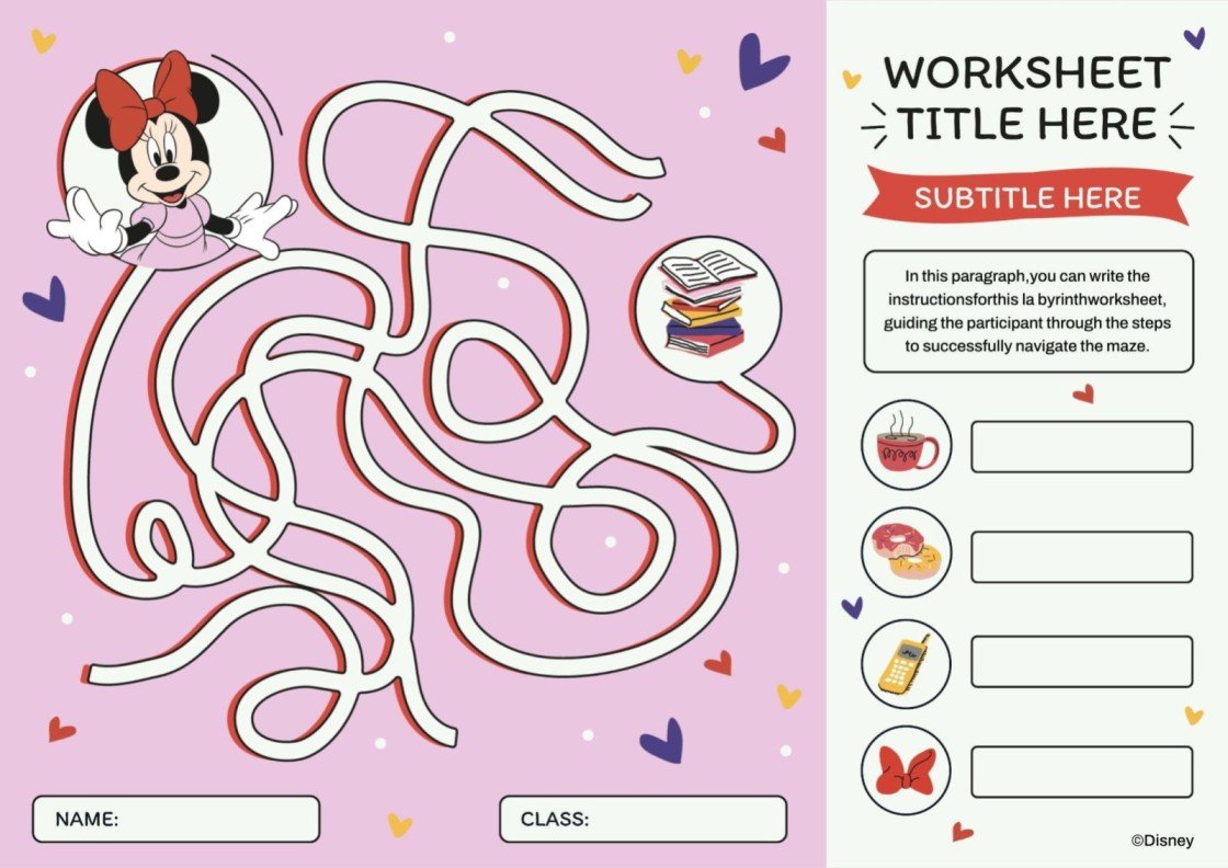 Minnie Mouse Maze Worksheet Presentation