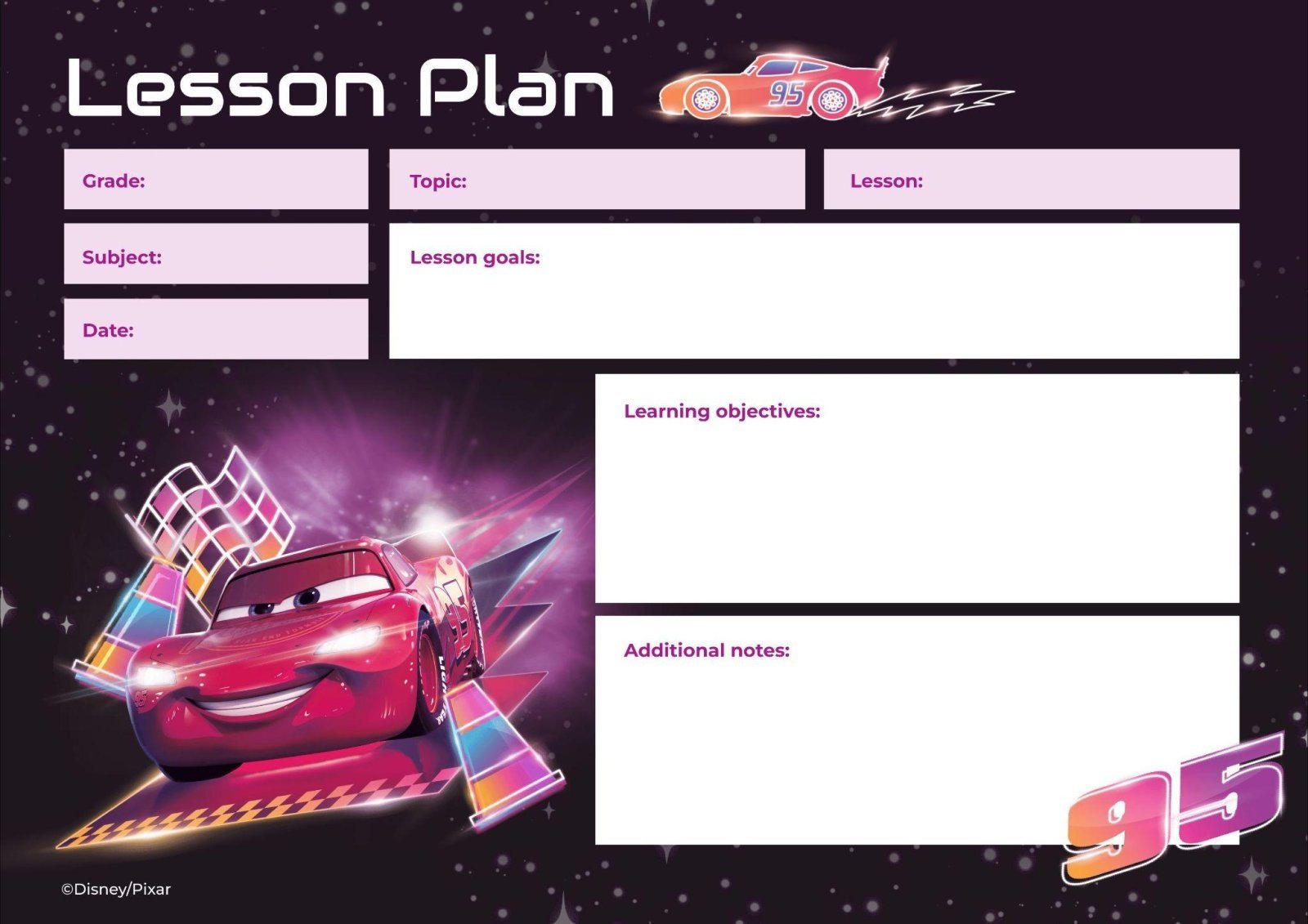 Lightning McQueen Cars Lesson Plan Presentation