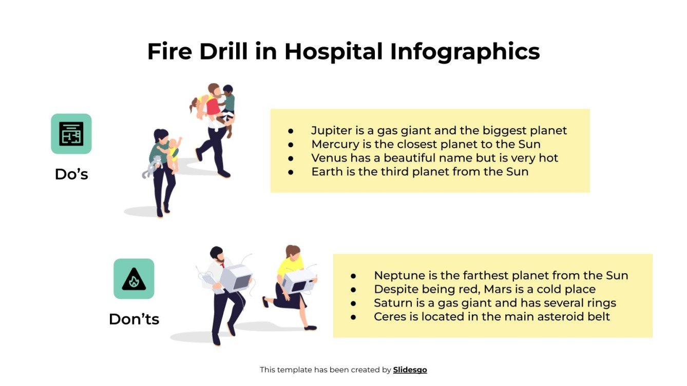 Fire Drill in Hospital Inforgraphics Template