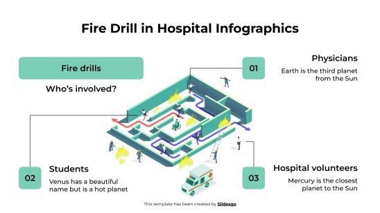 Fire Drill in Hospital Inforgraphics Template