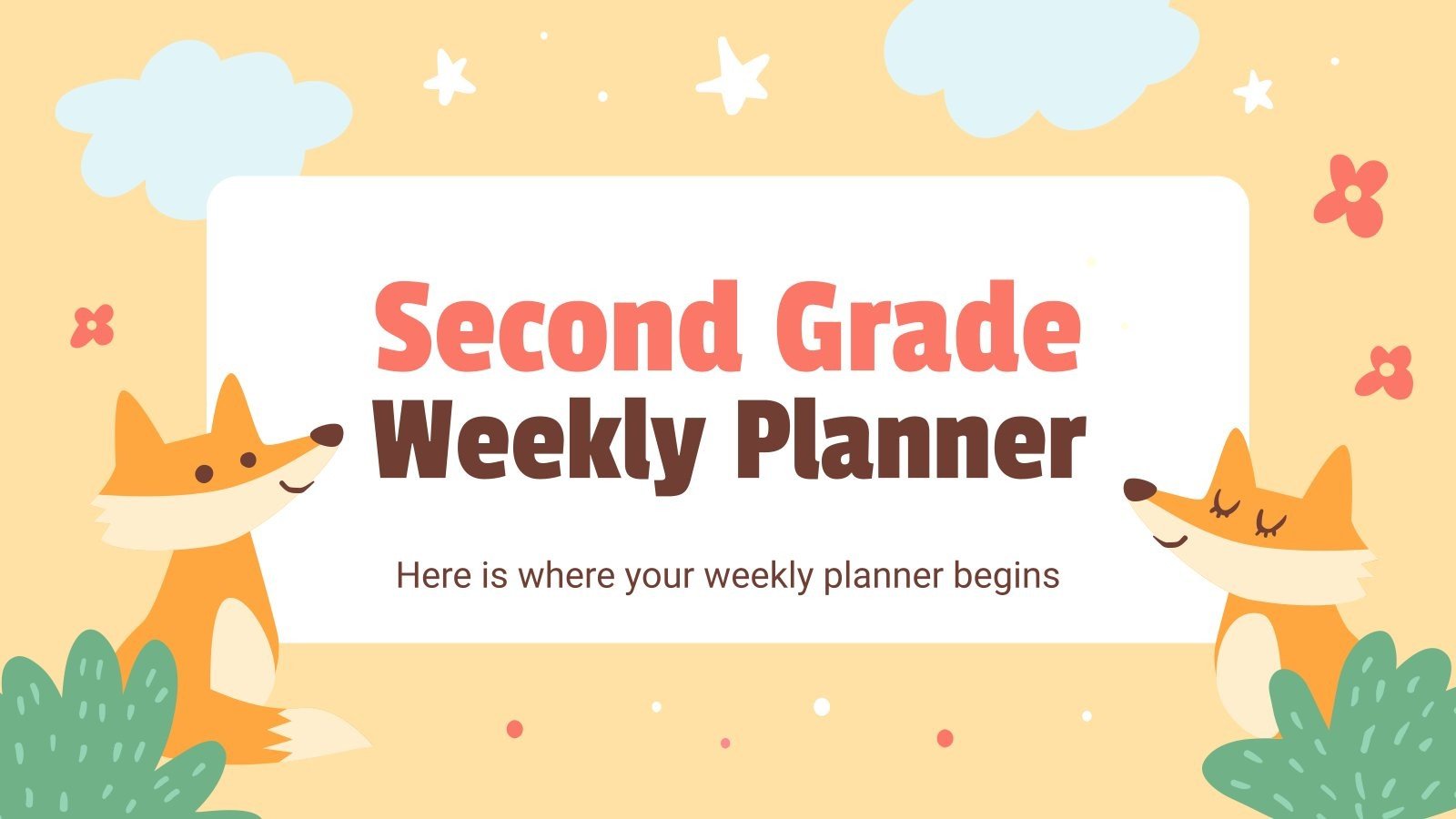 Second Grade Weekly Planner Google Slides & PPT template