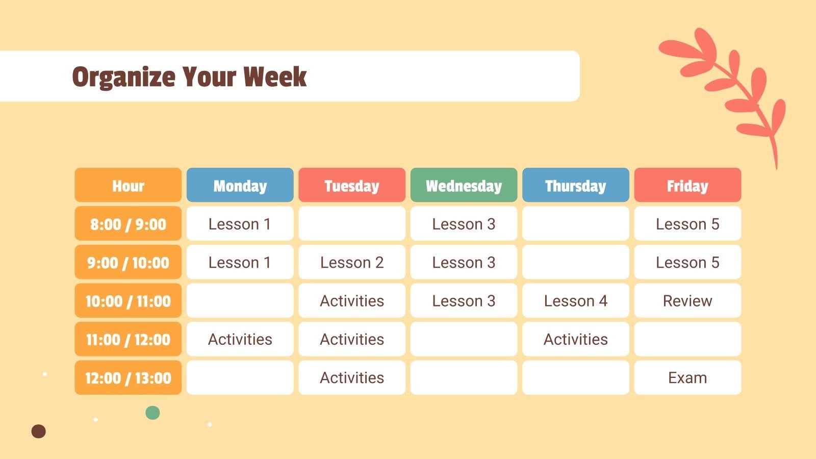 Second Grade Weekly Planner Google Slides & PPT template
